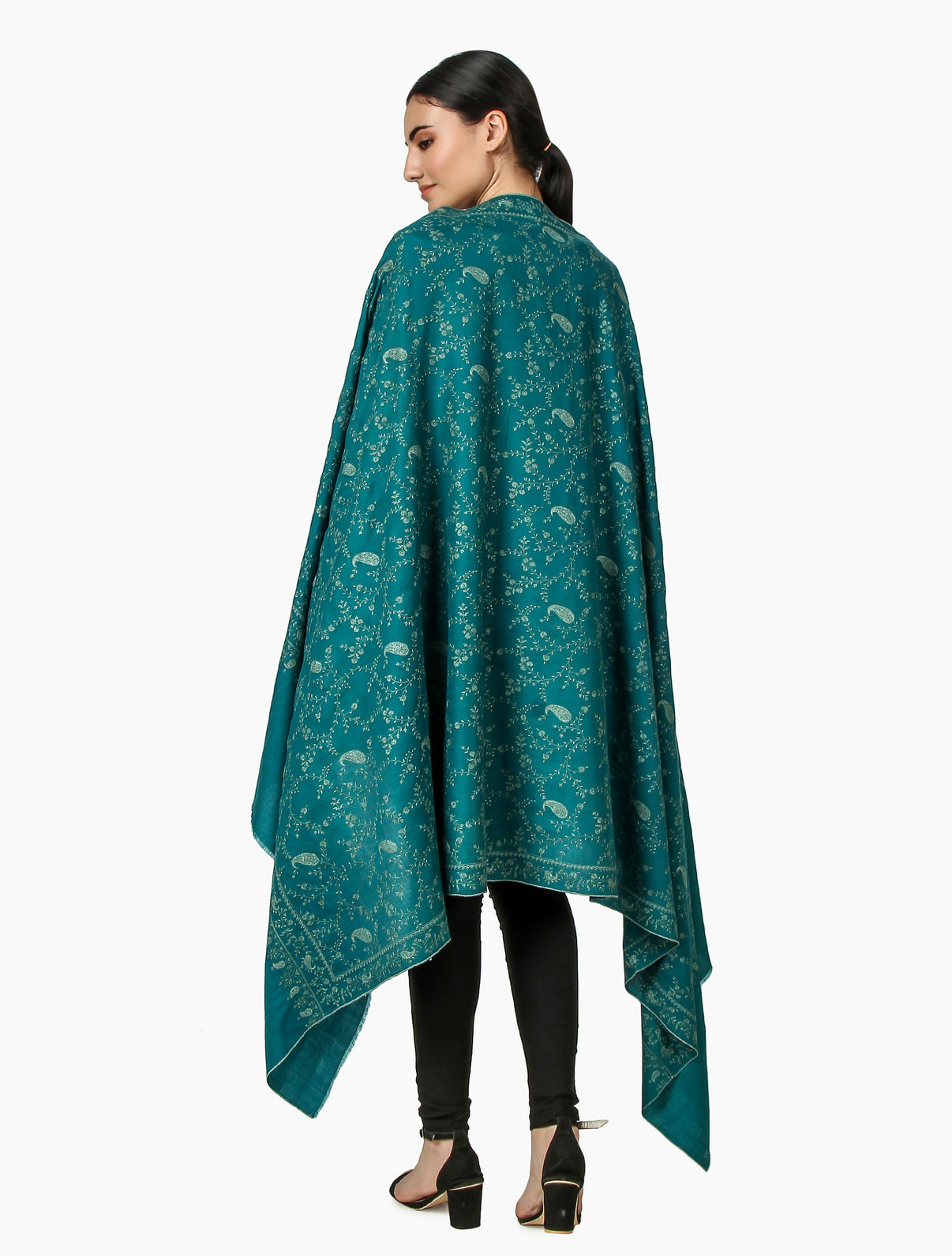 Cashmere Pashmina Shawl Embroidered (Forest Green) – PASHWRAP